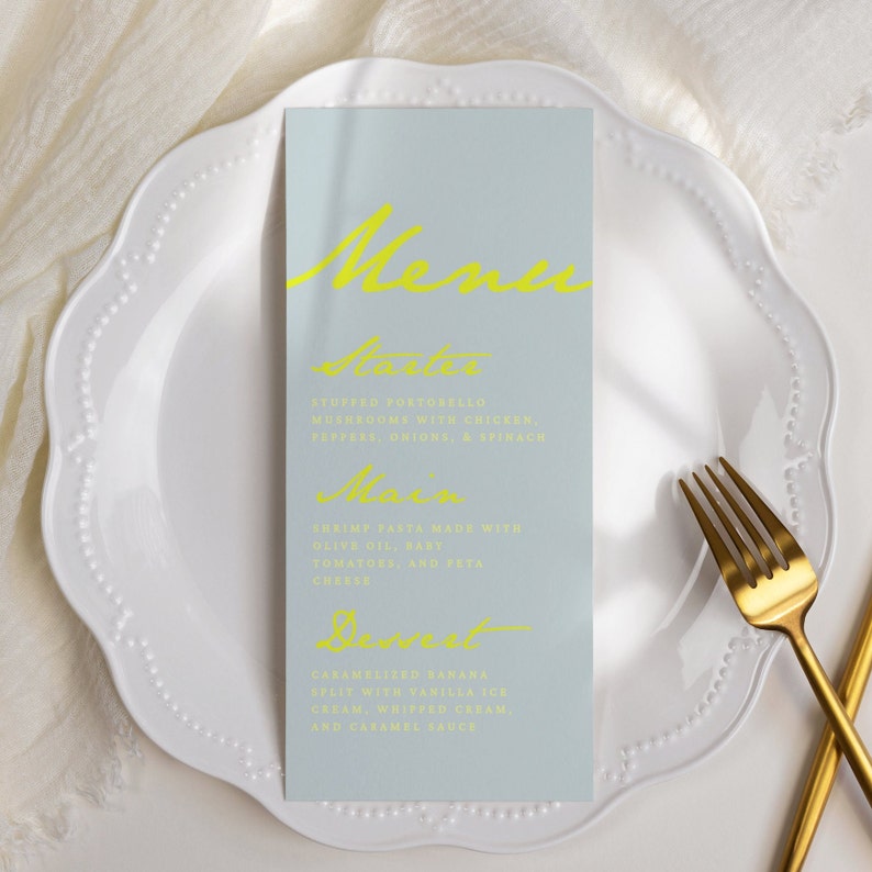 Editable Neon Blue Scripted Menu Event Menu Template Modern Single ...