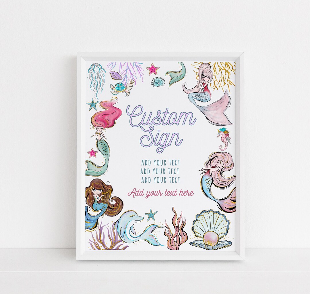 Editable Under the Sea Mermaid Birthday Custom Sign Template | Dessert ...