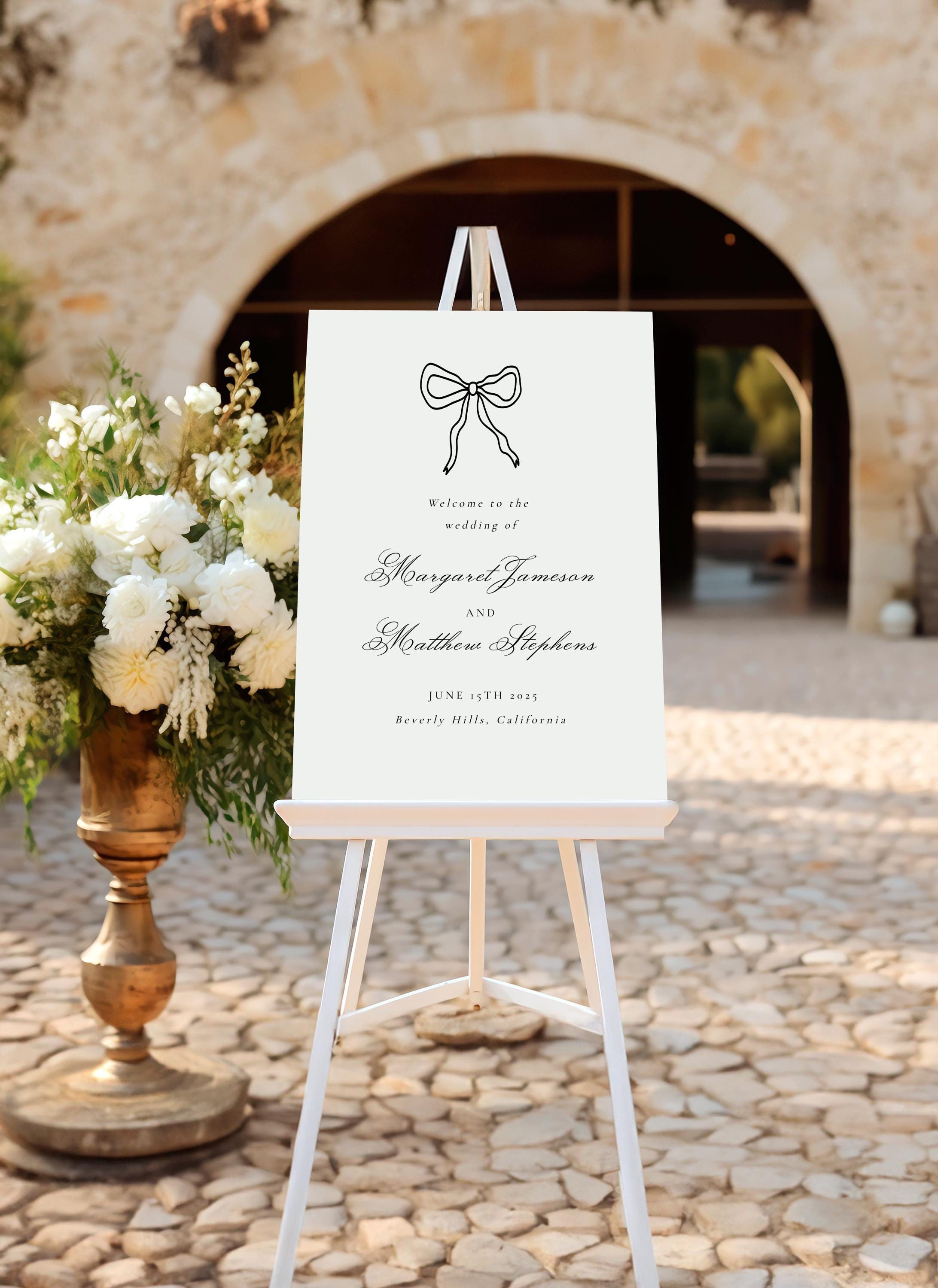 Editable Wedding Welcome Sign Template Black Bow Script 16x20 & 18x24 ...
