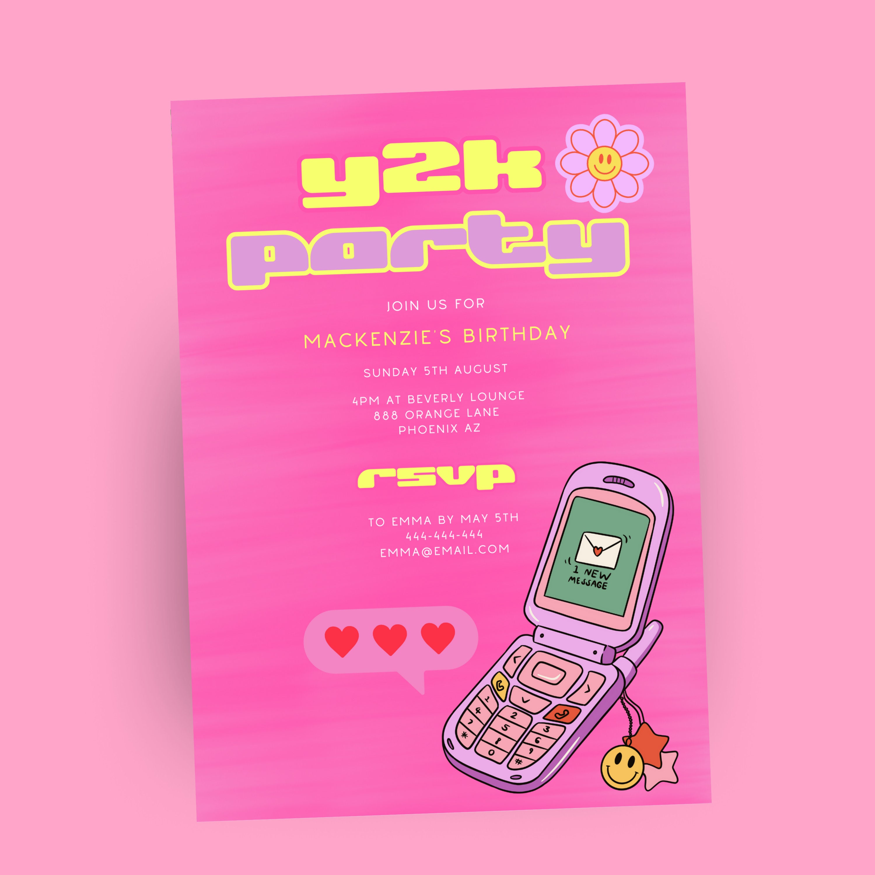 Hot Pink Y2K Birthday Invitation Birthday Weekend Single Page Invite ...