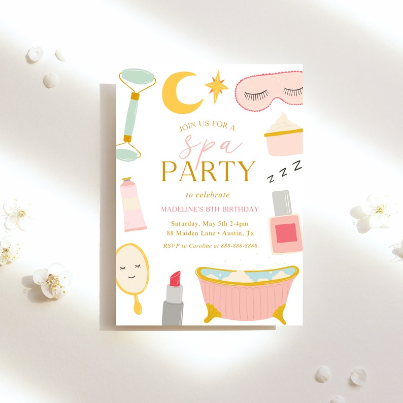 Editable Spa Party Birthday Invitation Slumber Party Pamper - Etsy