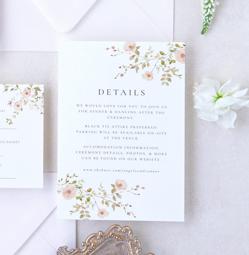 Editable Blush Garden Wedding Suite Invitation Template Monogram RSVP Card Info 3 Piece ...