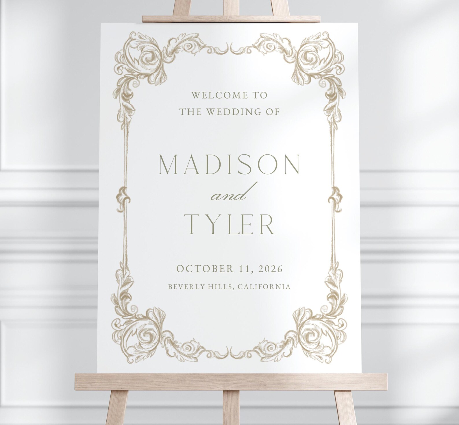 Editable Gold Baroque Frame Wedding Renaissance Welcome Sign Template ...