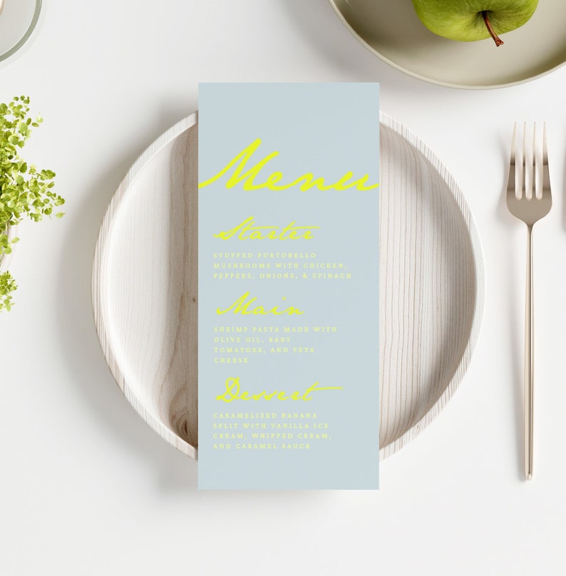Editable Neon Blue Scripted Menu Event Menu Template Modern Single ...