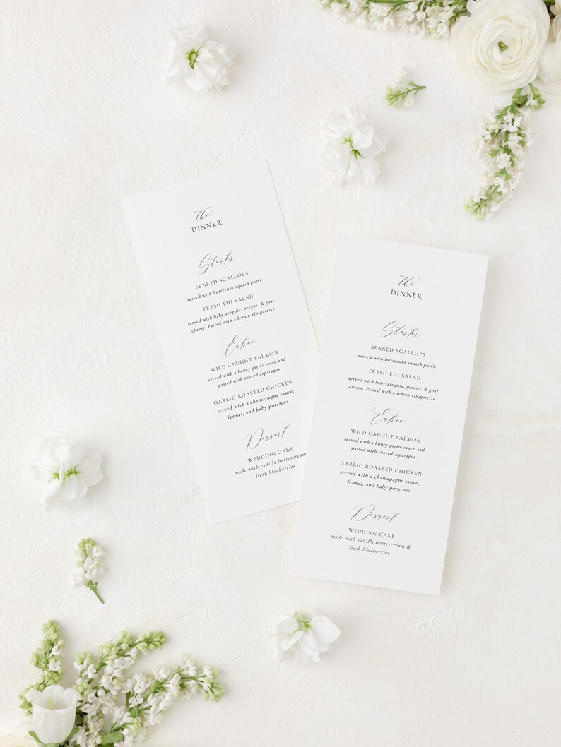 Editable Modern Classic Minimal Script Serif Wedding Event Menu ...