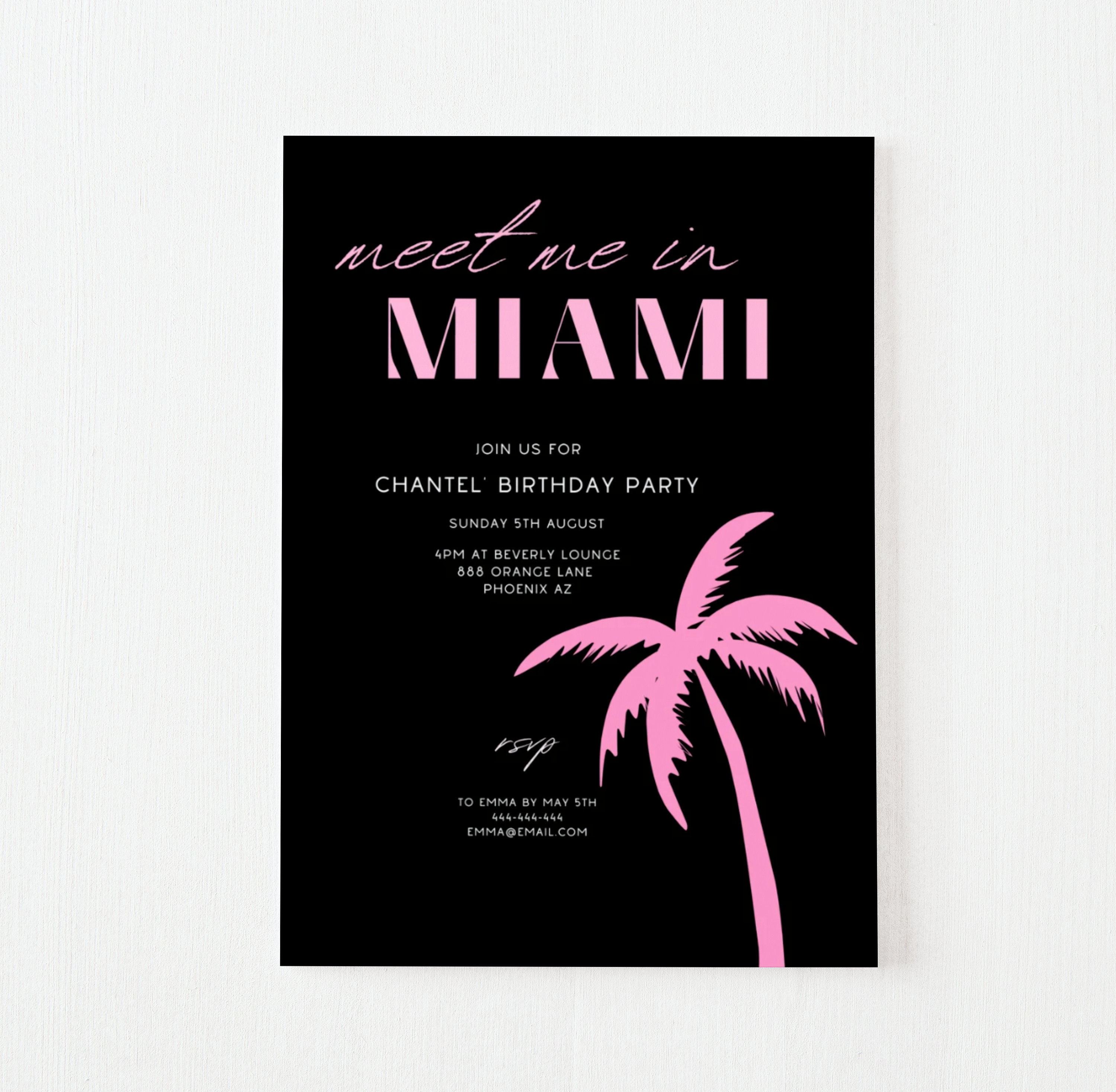 Meet Me in Miami Birthday Invitation | Birthday Weekend Getaway Single ...