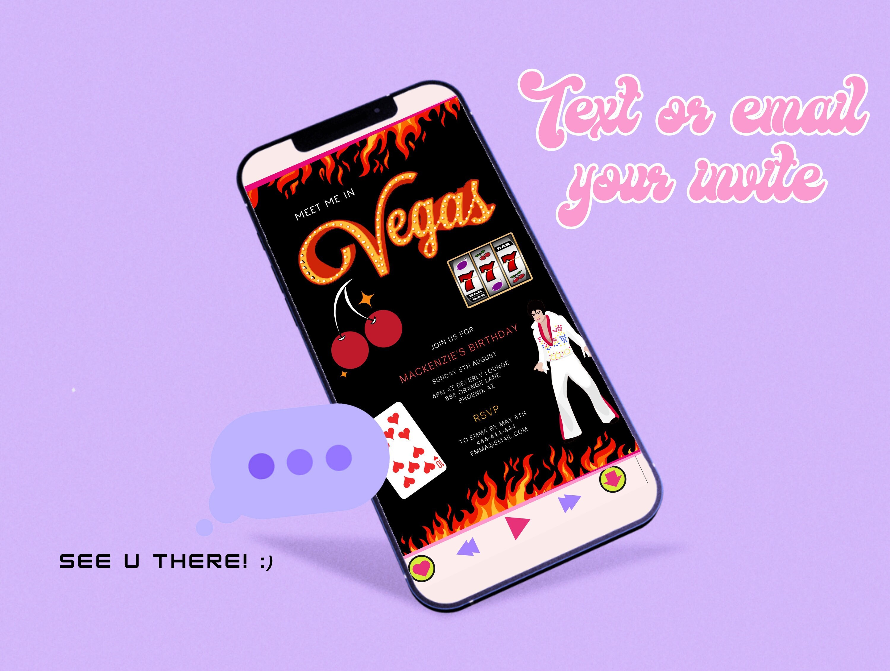 Flamin' Vegas Birthday Invitation Sin City Birthday Weekend Getaway ...