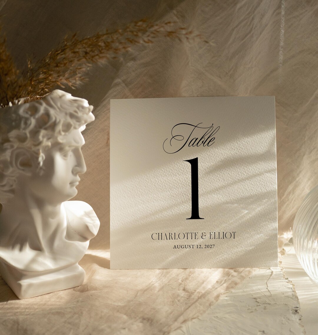 Editable Céline Black & White Modern Script Text Table Numbers 5 X 5 ...