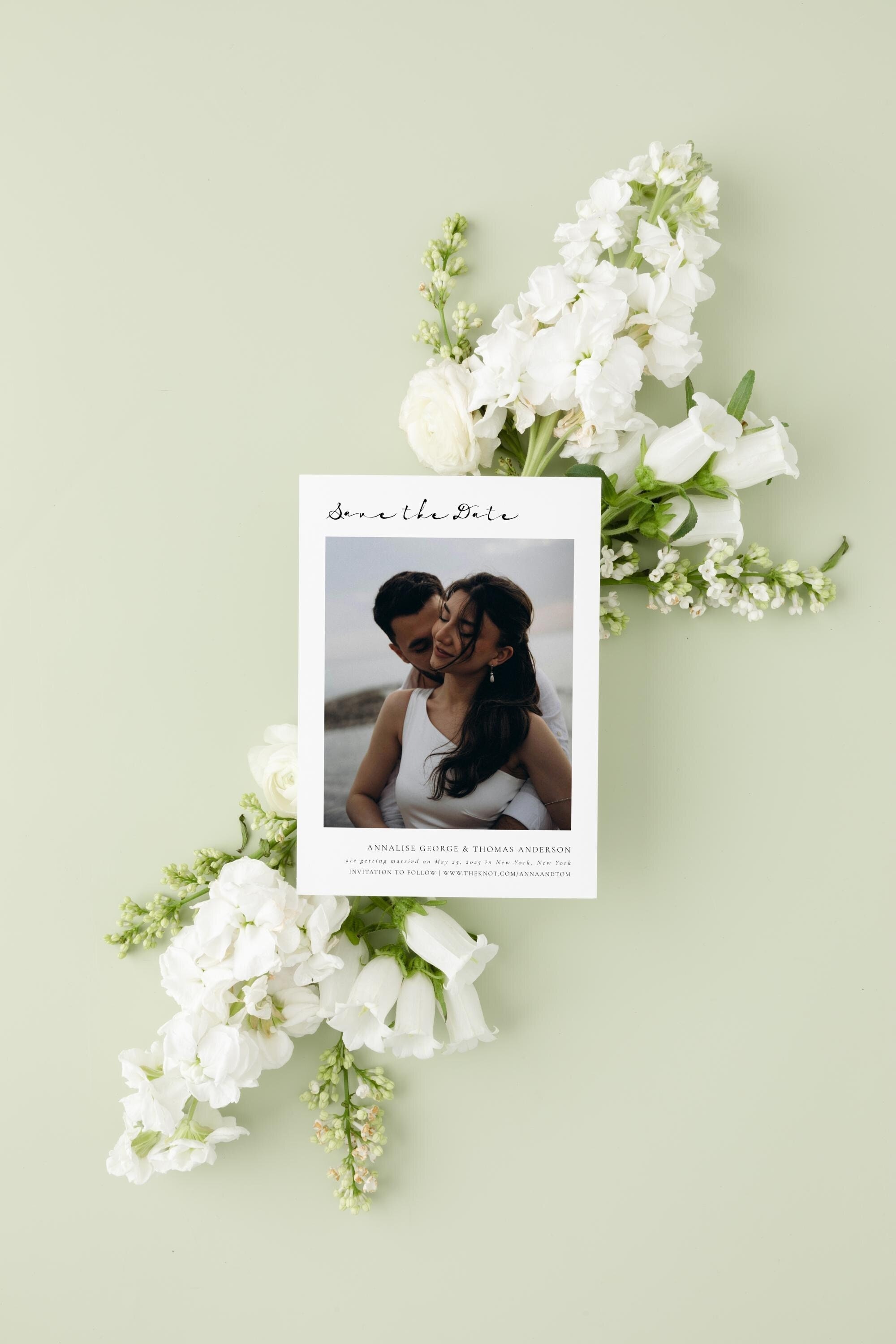 Editable Modern Painted Script Photo Insert Save the Date Wedding Event ...