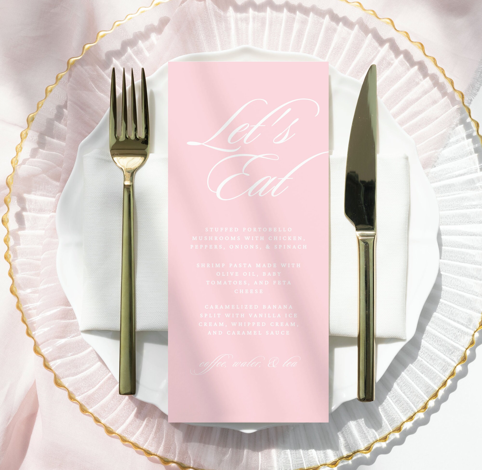 Editable Pink Let's Eat Menu Event Menu Template Shabby Chic Floral ...