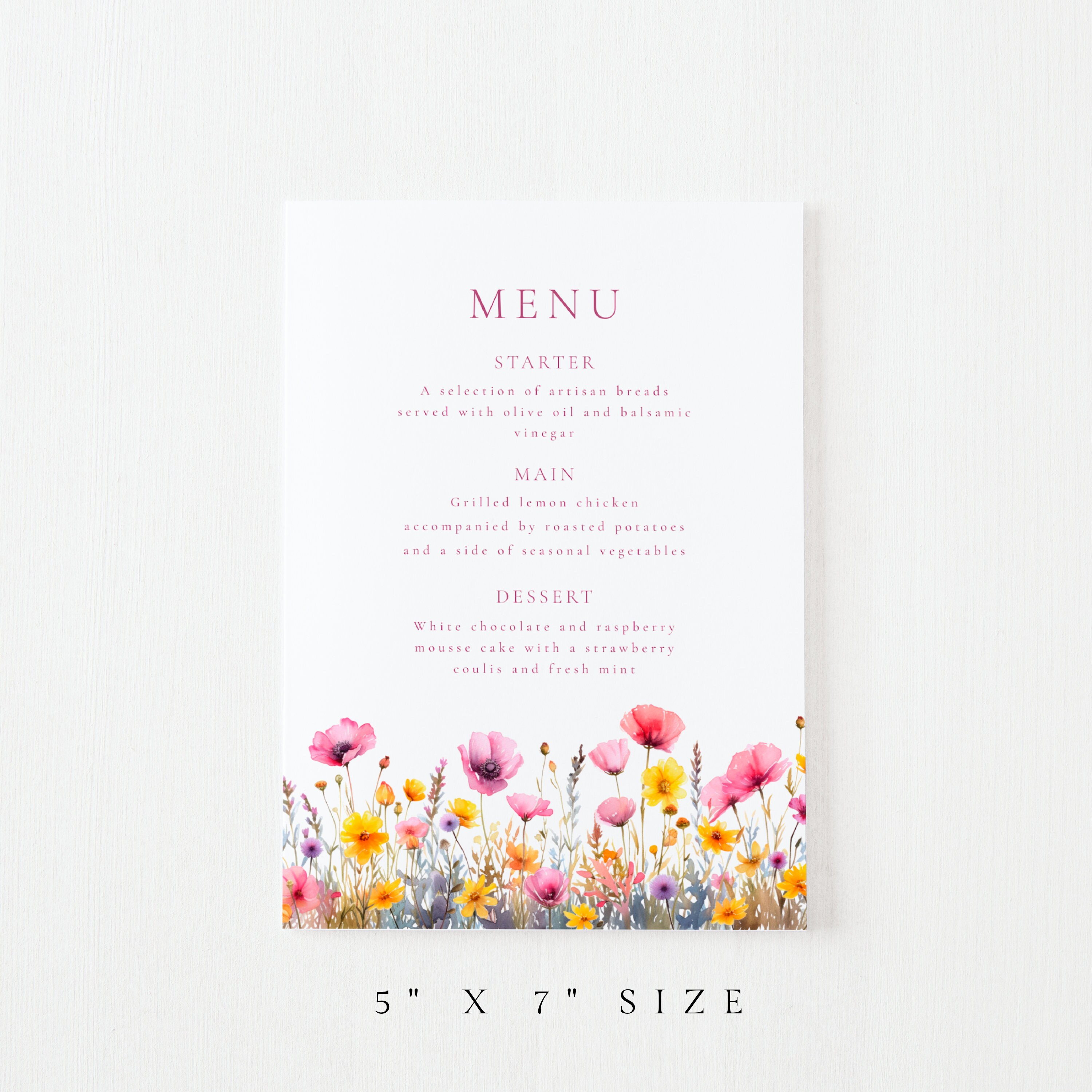 Editable Purple Floral Meadow Menu Bridal Shower Wedding Event Menu ...
