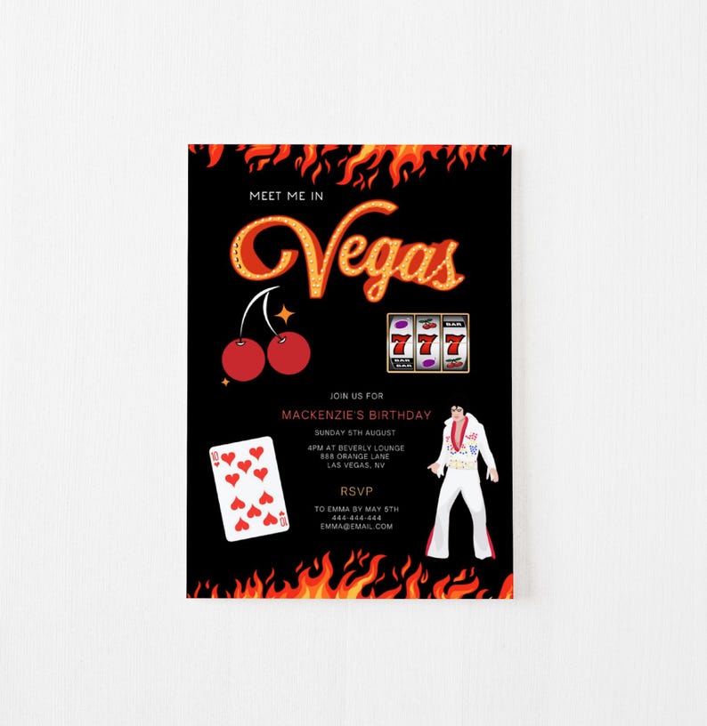 Flamin' Vegas Birthday Invitation | Sin City Birthday Weekend Getaway ...