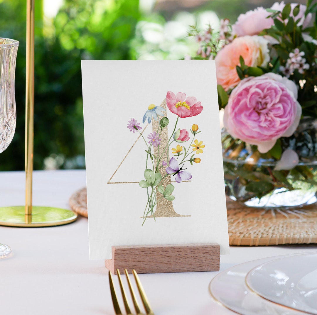 Editable Modern Wildflower Floral Table Number Template Flowers ...