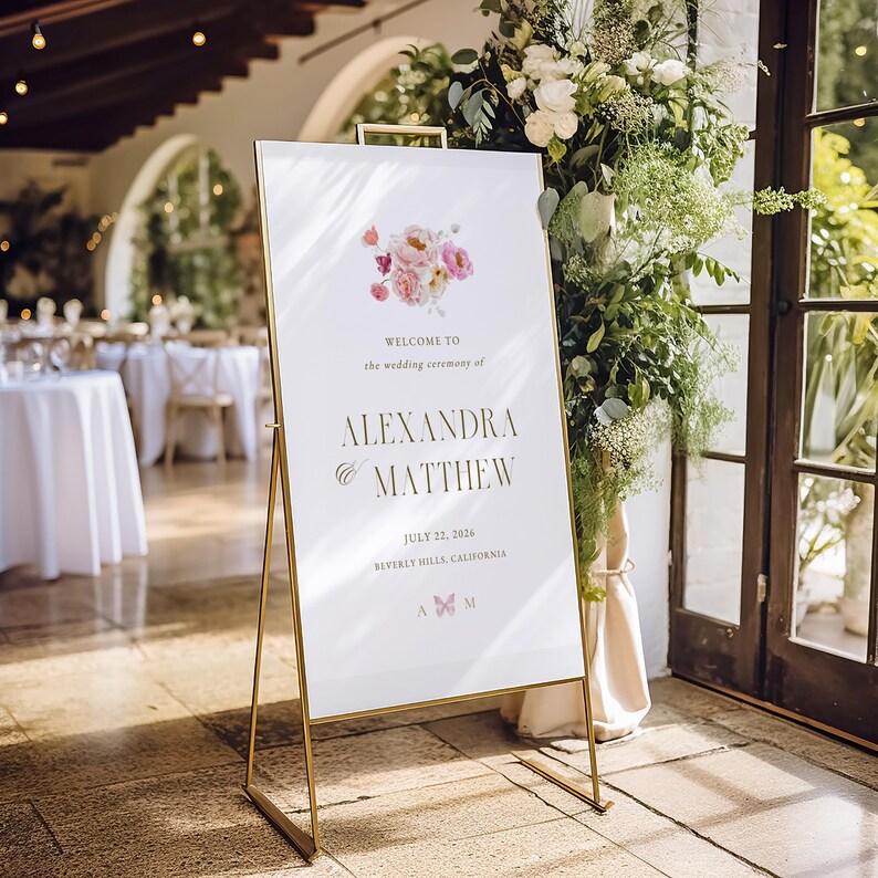 Editable FAYE Enchanted Garden Butterfly Wedding Template Welcome Sign ...