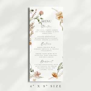 Editable Wildflower Floral Menu Bridal Shower Wedding Event Menu ...