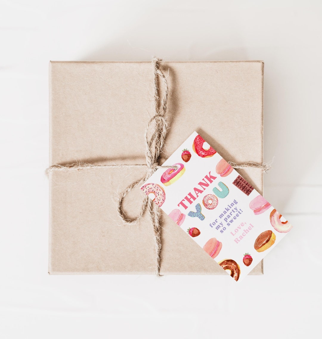 Editable Sweet Donut Candy Thank You Candyland Favor Tag | Sweets Fun ...