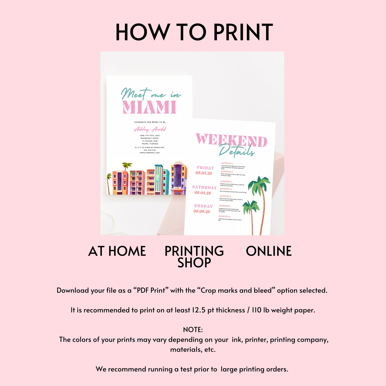 Meet Me in Miami Bachelorette Invitation, Bachelorette Party Itinerary ...