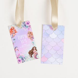 Editable Mermaid Birthday Thank You Favor Gift Tags Template | Under ...