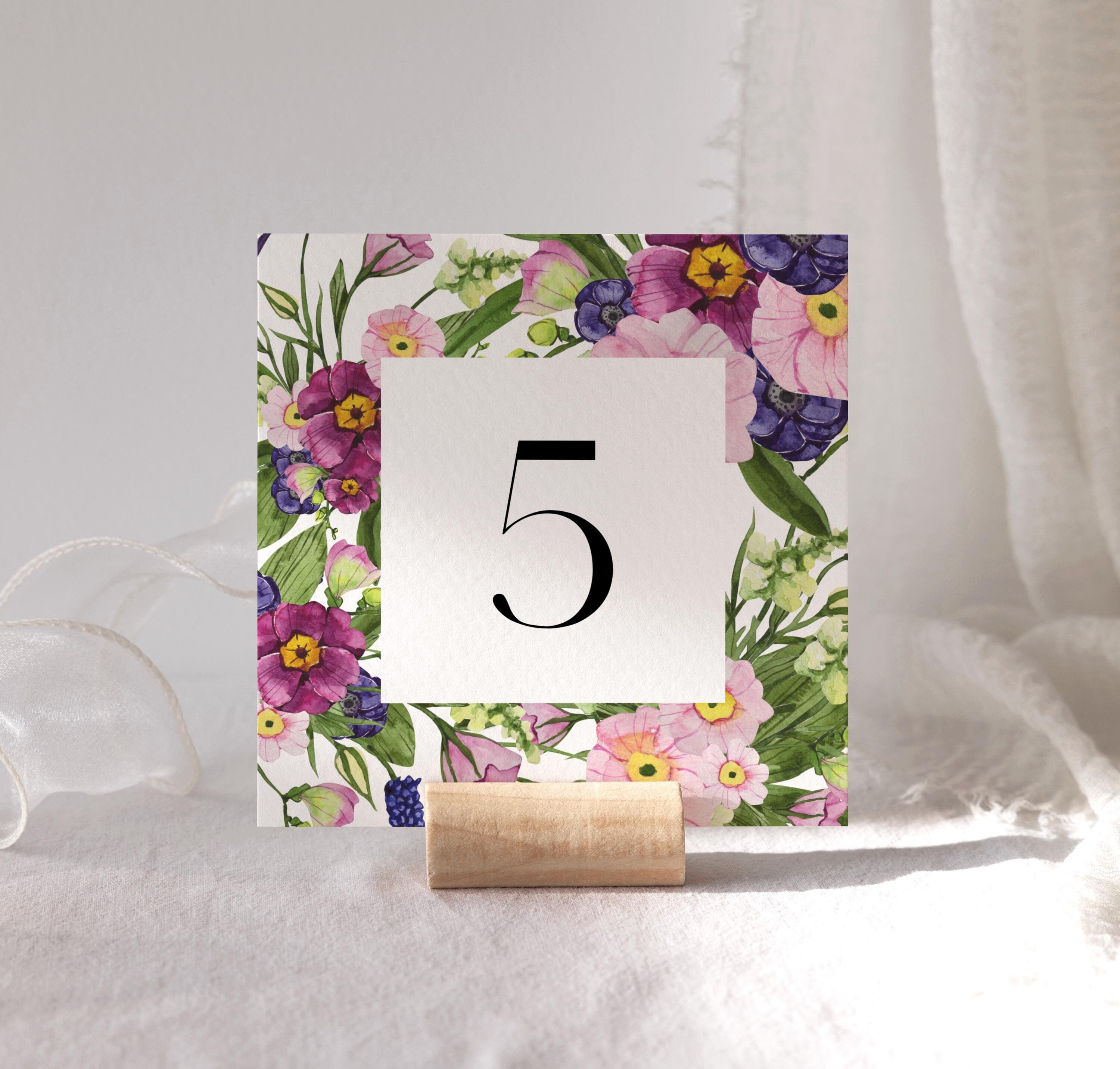 Editable Lilac Lilies Wisteria Watercolor Floral Frame Flowers Table ...