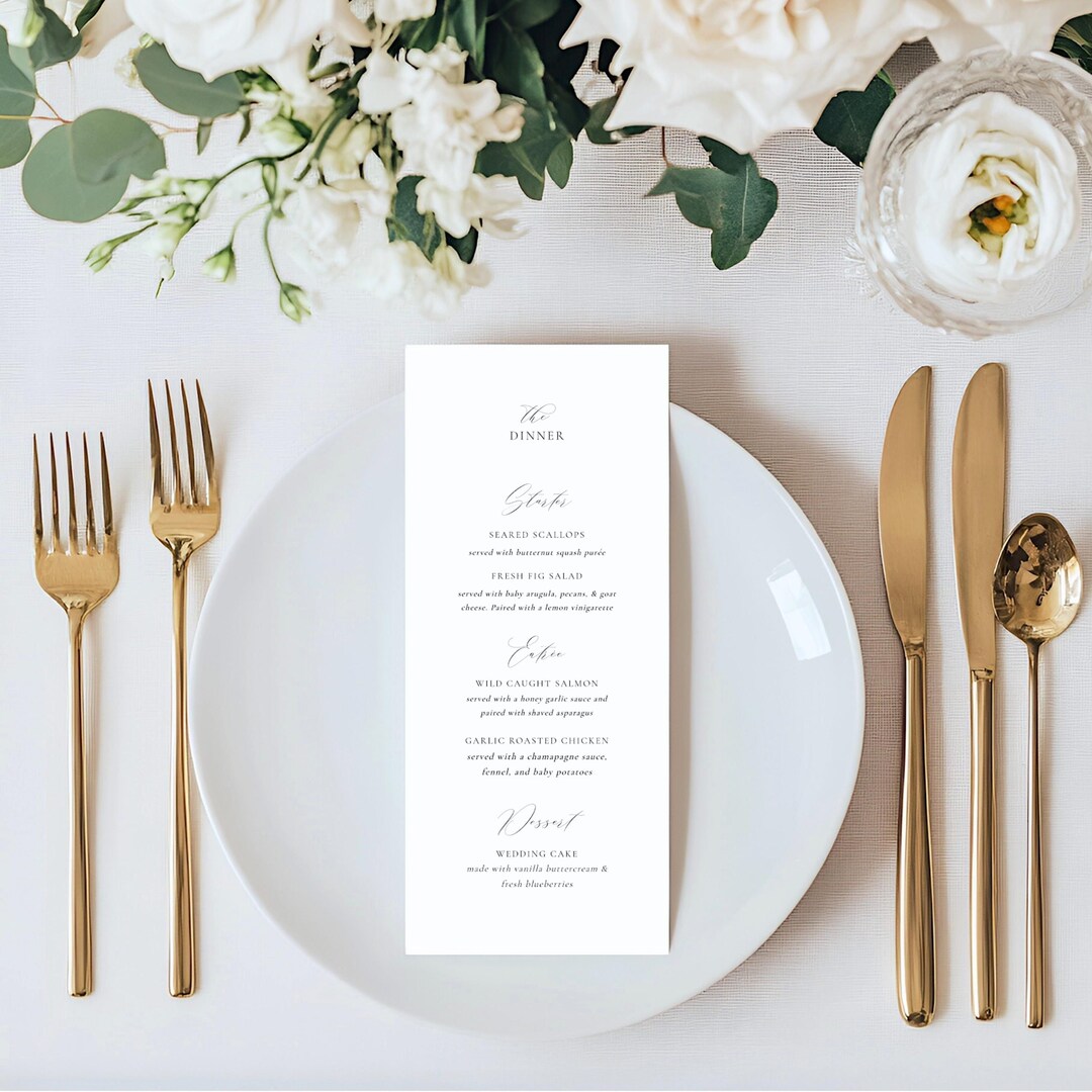 Editable Modern Classic Minimal Script Serif Wedding Event Menu ...