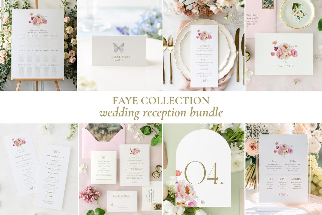 Editable Enchanted Garden Butterfly Wedding Signs | Wedding Reception Template Bundle ...