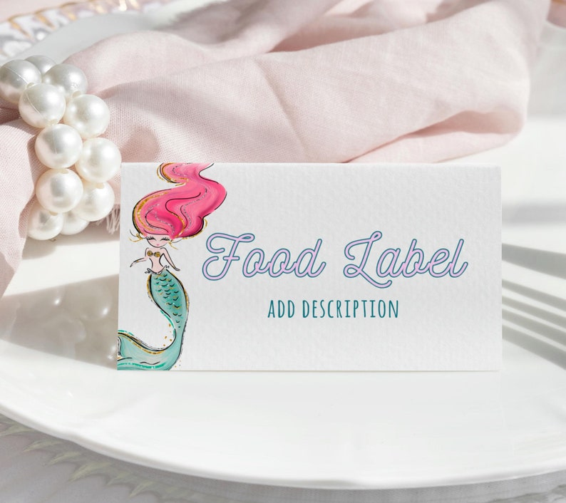 Editable Under the Sea Mermaid Birthday Food Label Template | Little ...