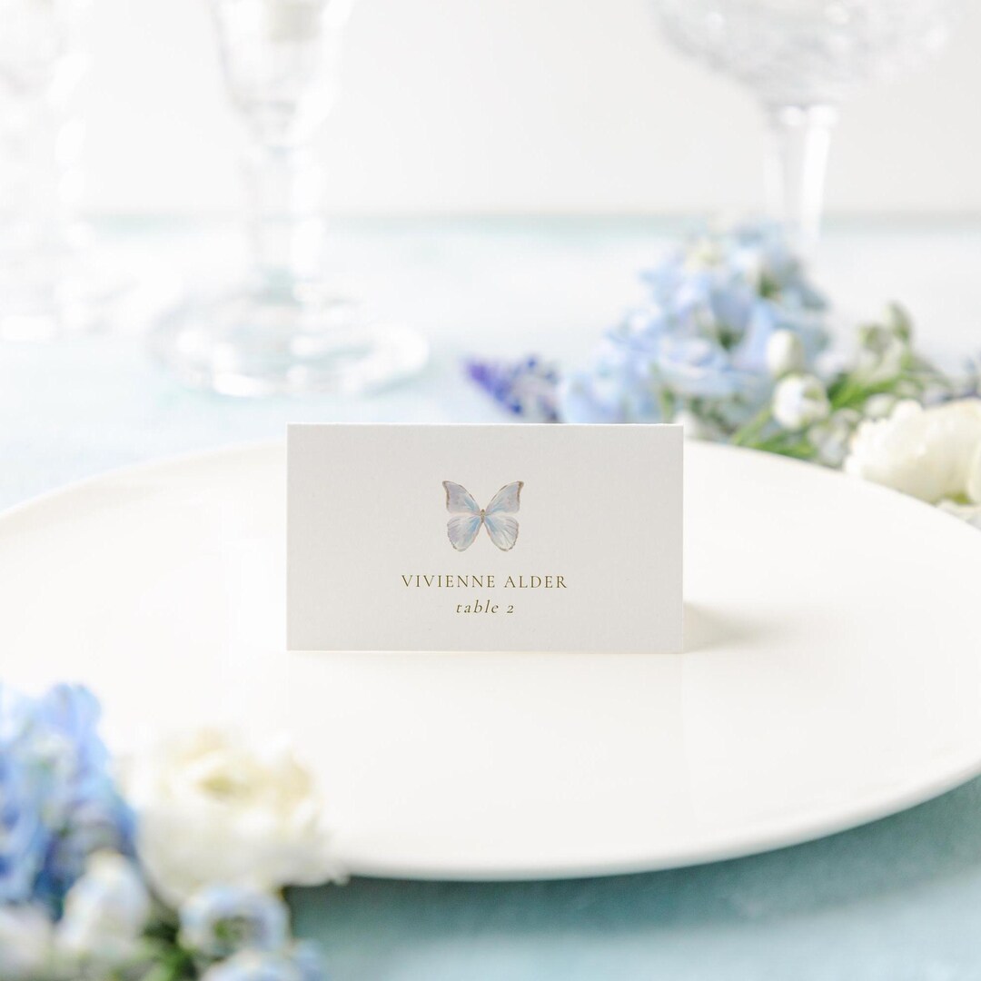 Editable FAYE Enchanted Garden Butterfly Wedding Place Name Cards 3.5x2 ...