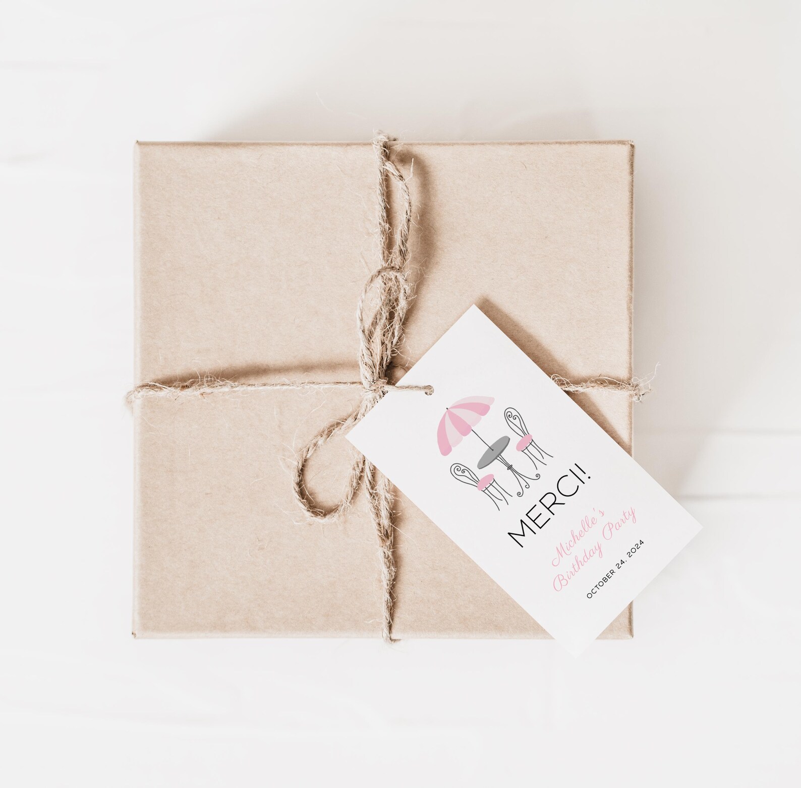 Editable Merci French Cafe Parisian Girl Thank You Favor Tag | Girl ...