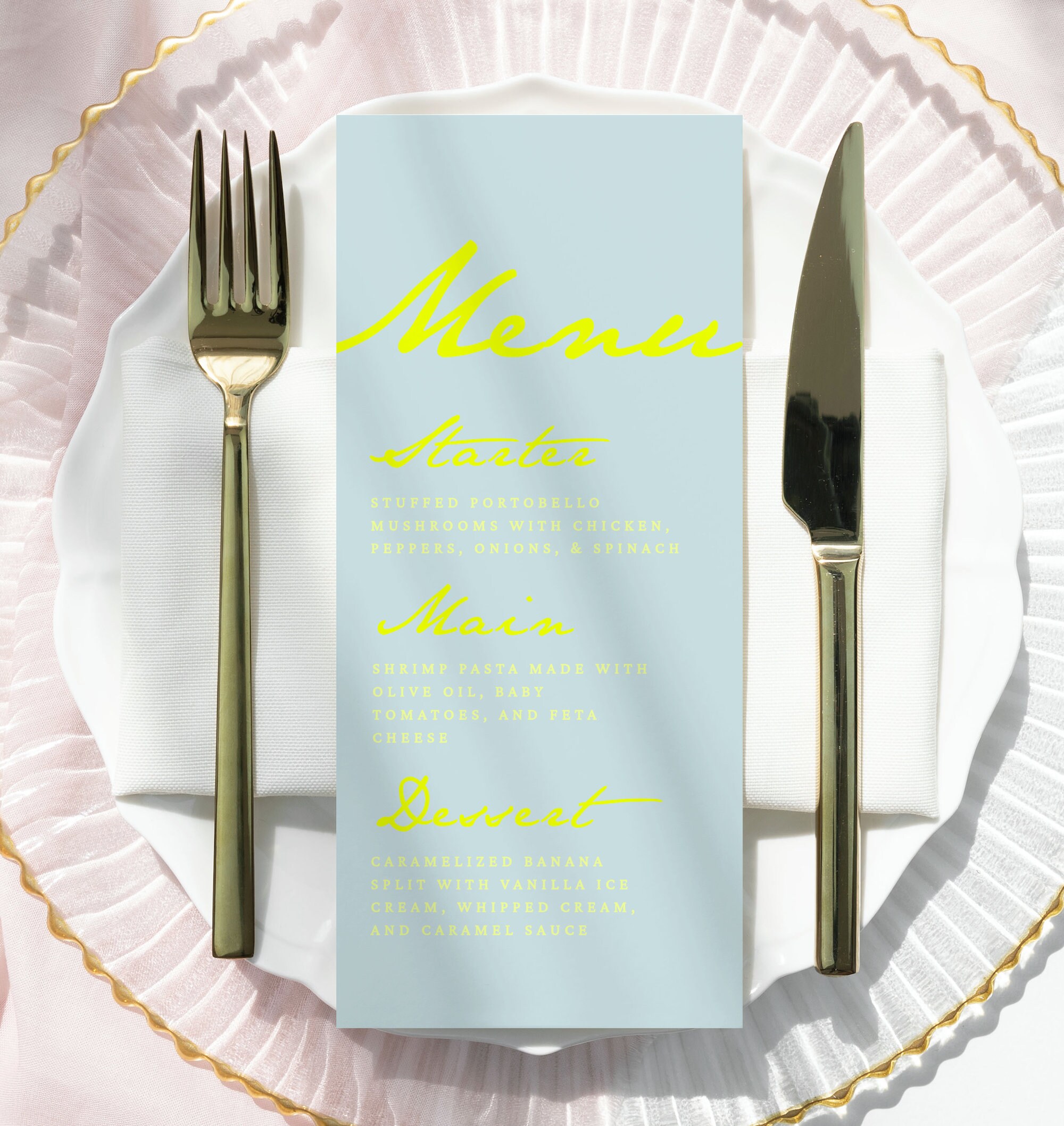 Editable Neon Blue Scripted Menu Event Menu Template Modern Single ...