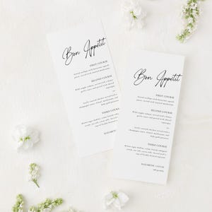 Editable Wedding Menu Bon Appétit Wedding Template Menu Card Wedding ...