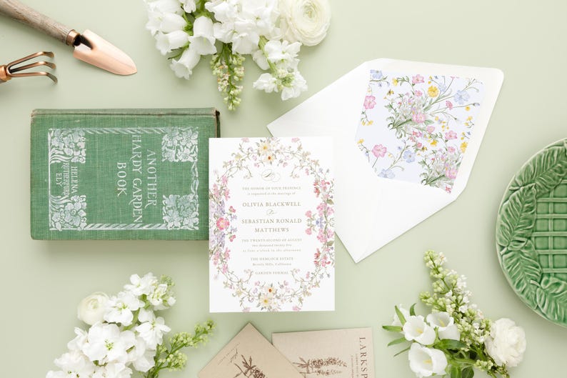 Editable Wildflower Floral Spring Pastel Wedding Suite Invitation ...