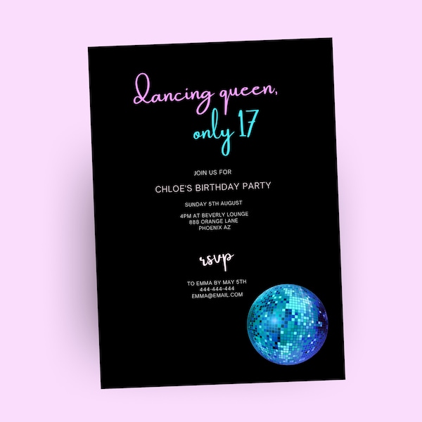 Dancing Queen 17th Invitation - Etsy