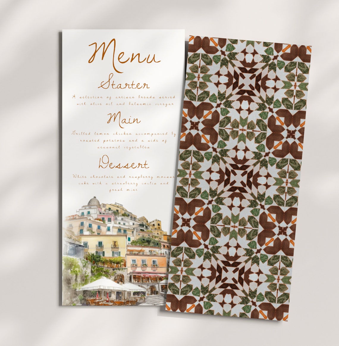 Editable Amalfi Coast Inspired Double Sided Italian Town Wedding Event ...