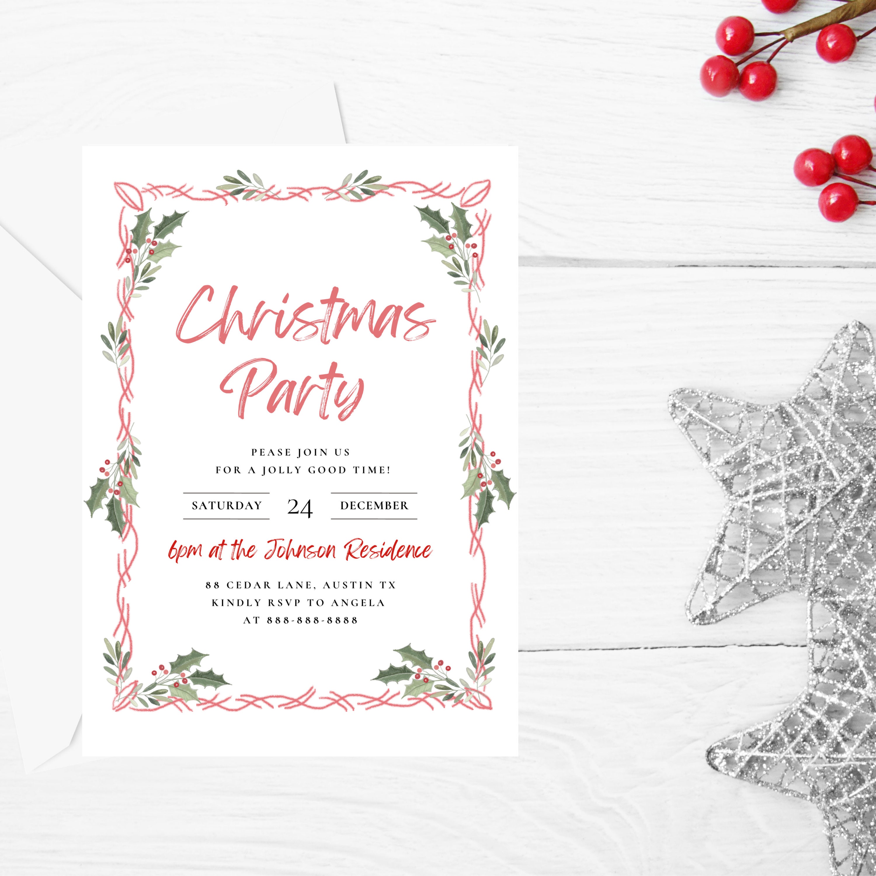 Editable Christmas Party Invitation Christmas Invitation - Etsy