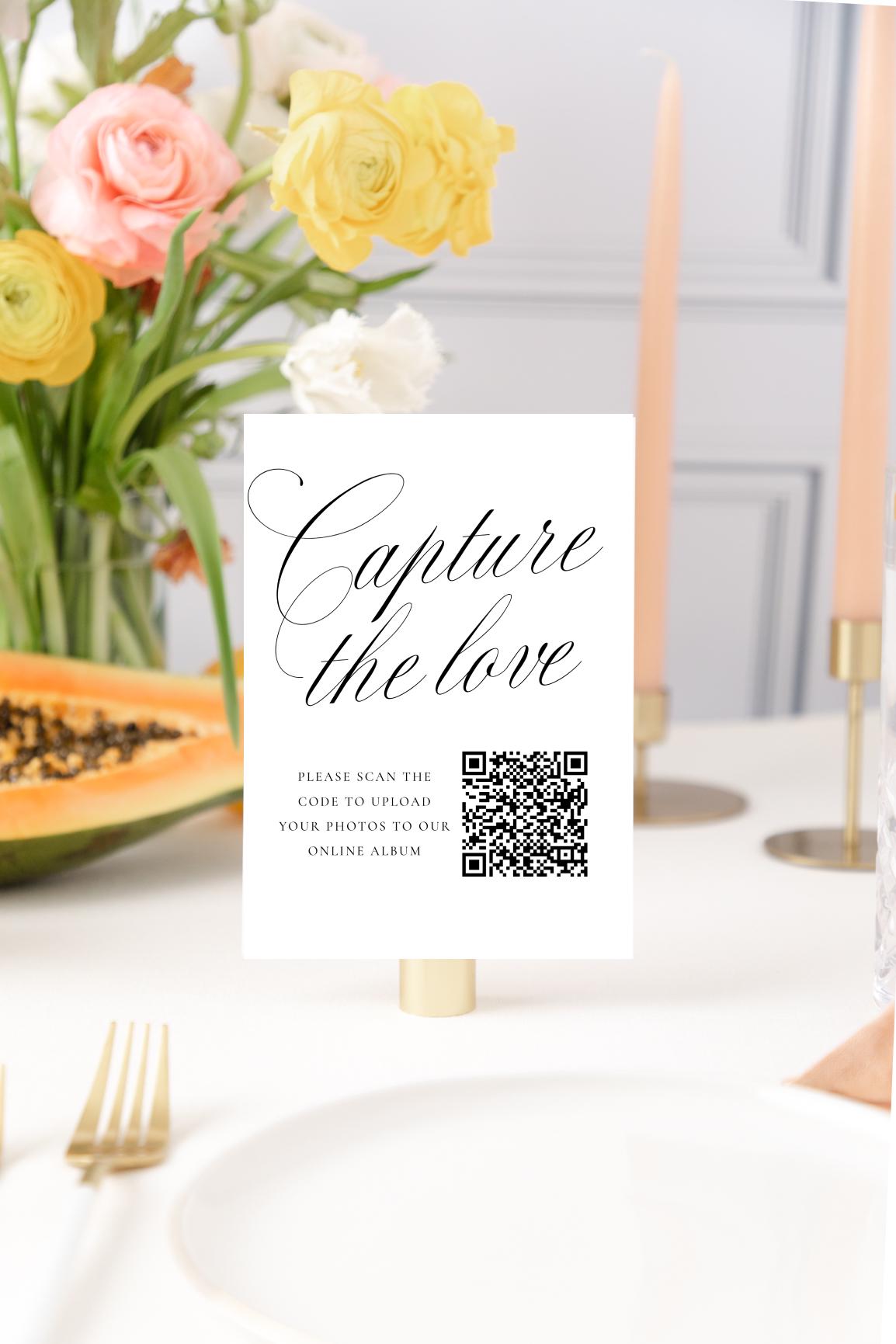 Editable Capture the Love Wedding Sign Printable QR Code Sign Wedding ...