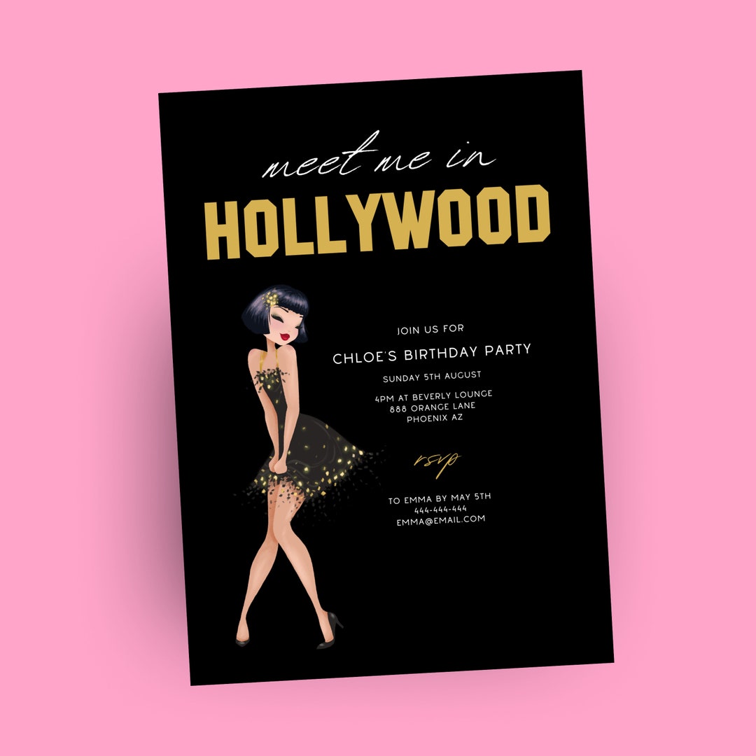 Meet Me in Hollywood Birthday Invitation Flapper Birthday Single Page ...