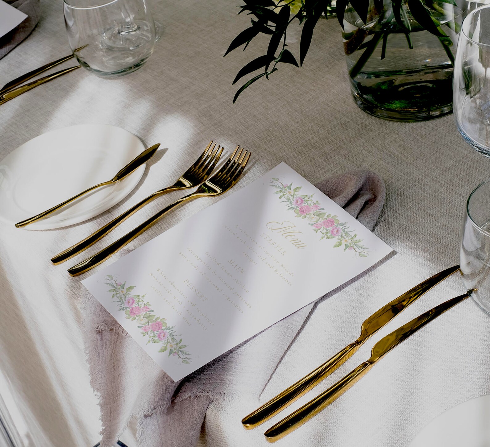 Editable Pink Floral Border Menu Bridal Shower Wedding Event Menu ...