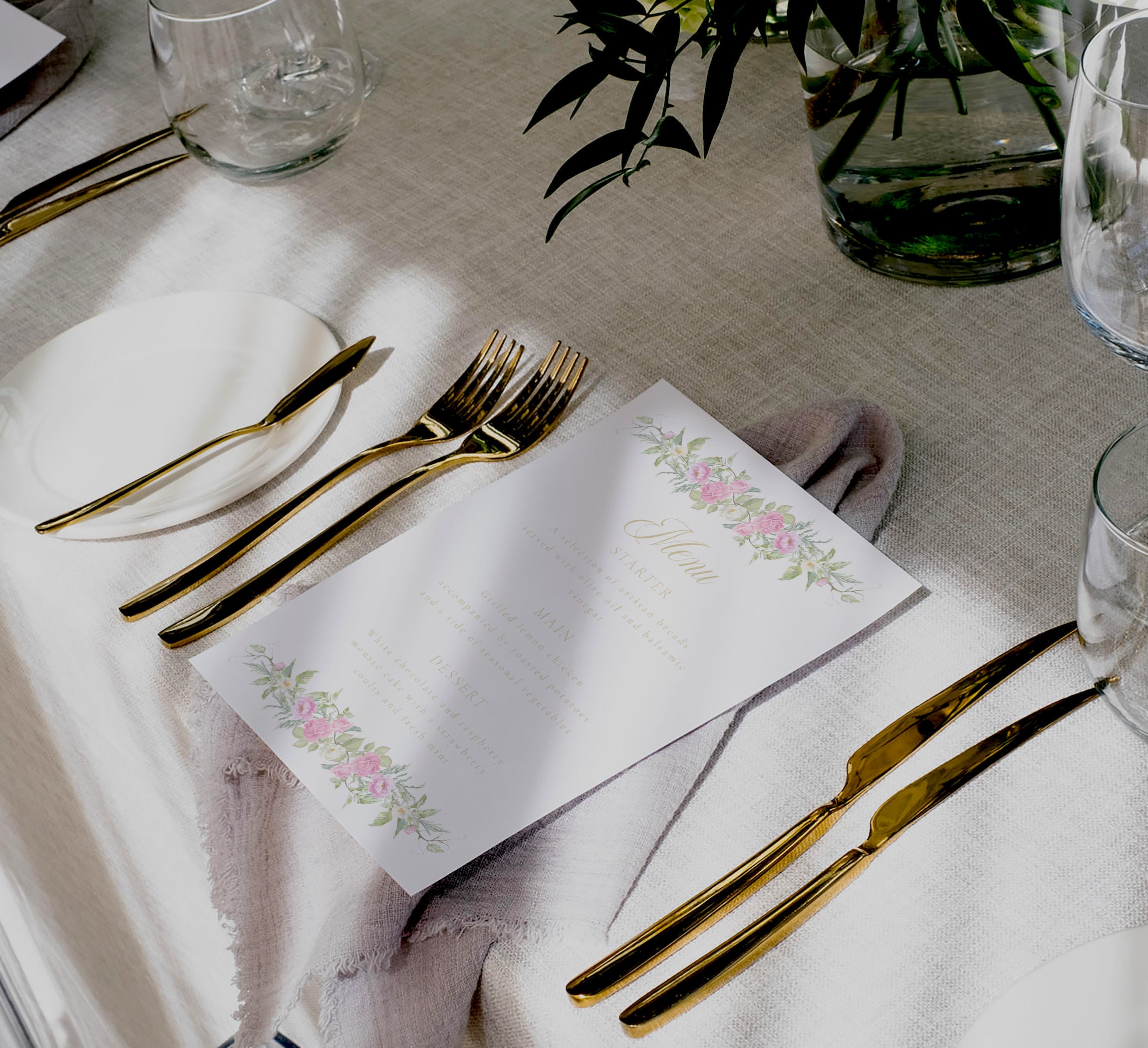 Editable Pink Floral Border Menu Bridal Shower Wedding Event Menu ...