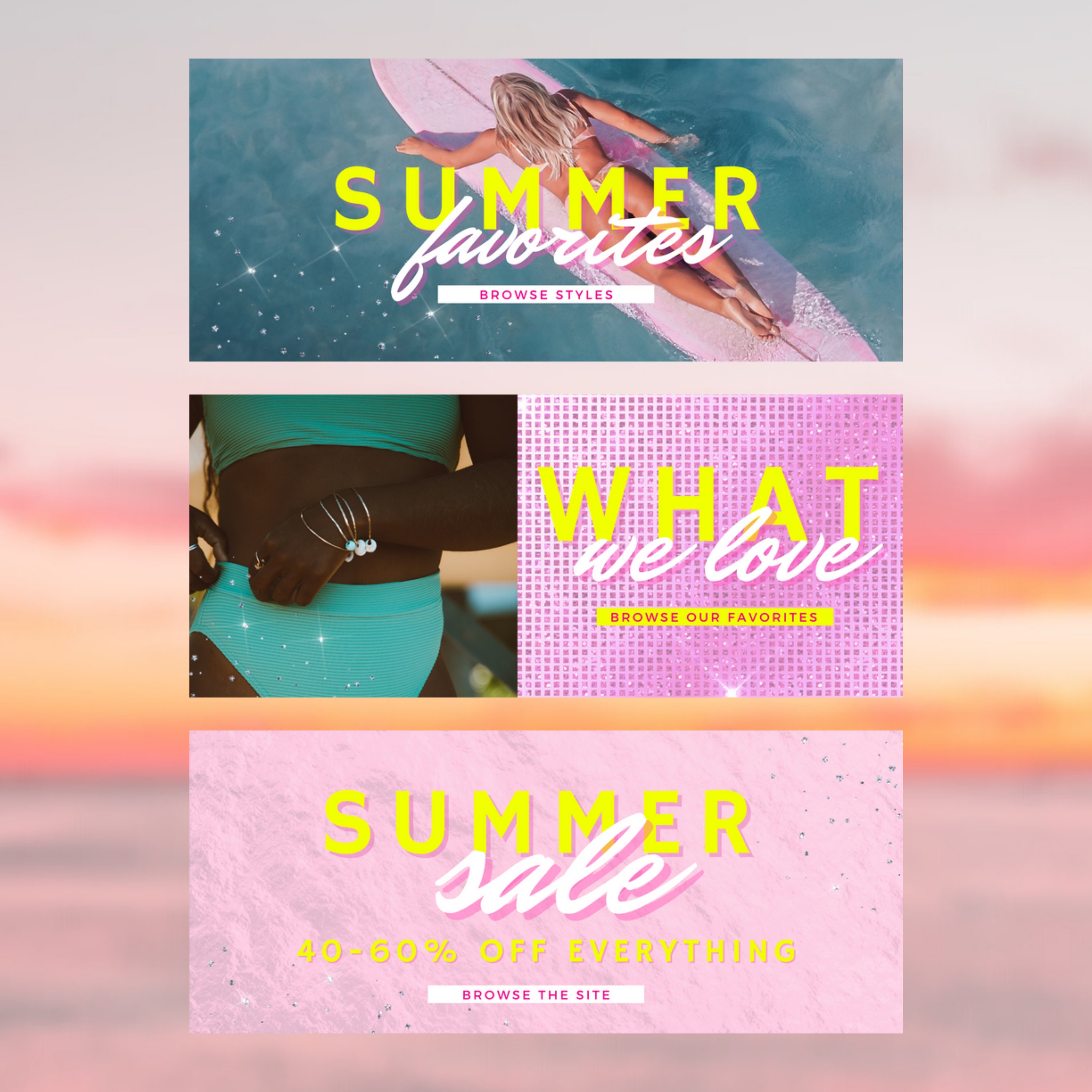 Pink Lemonade Website Banner Template Pack, 12 Fashion Swim Boutique ...