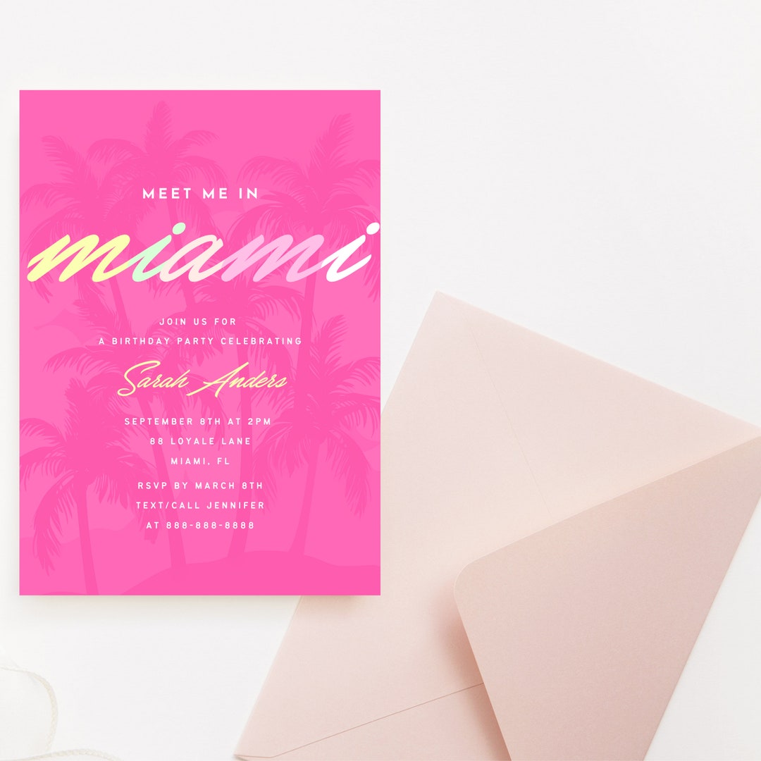 Meet Me in Miami Birthday Invitation Birthday Weekend - Etsy