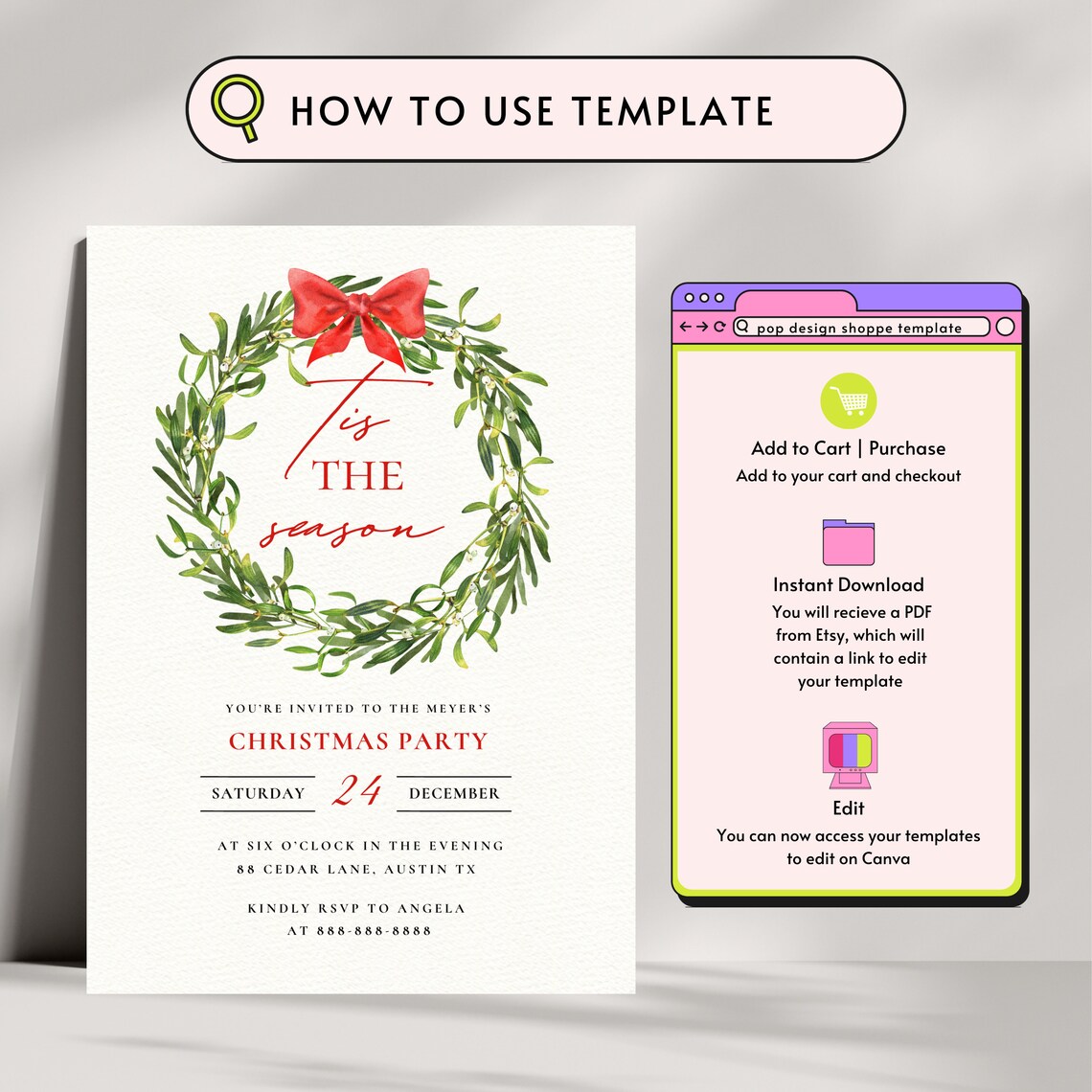 Editable Christmas Party Invitation Present Invitation - Etsy