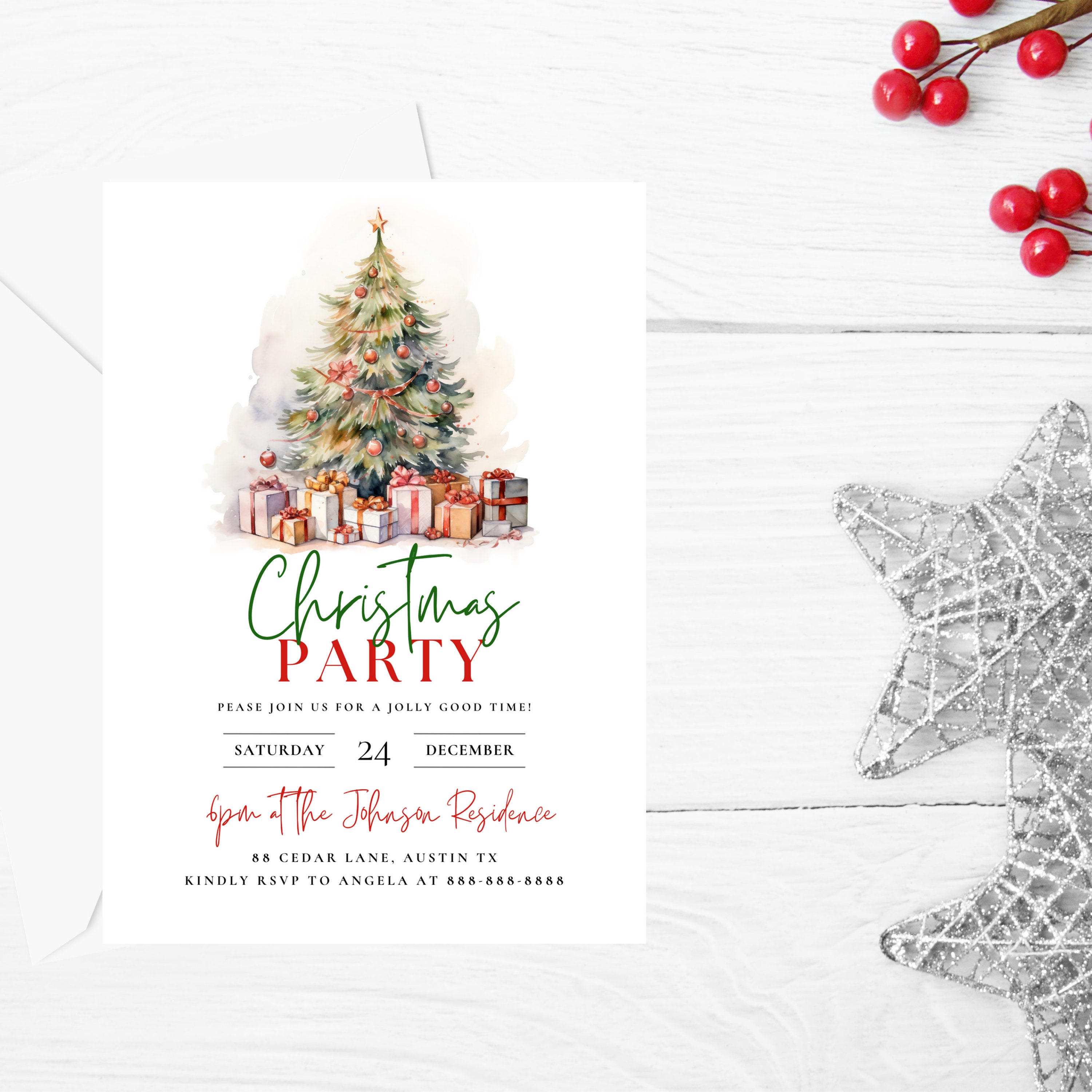 Editable Christmas Party Invitation Christmas Invitation - Etsy