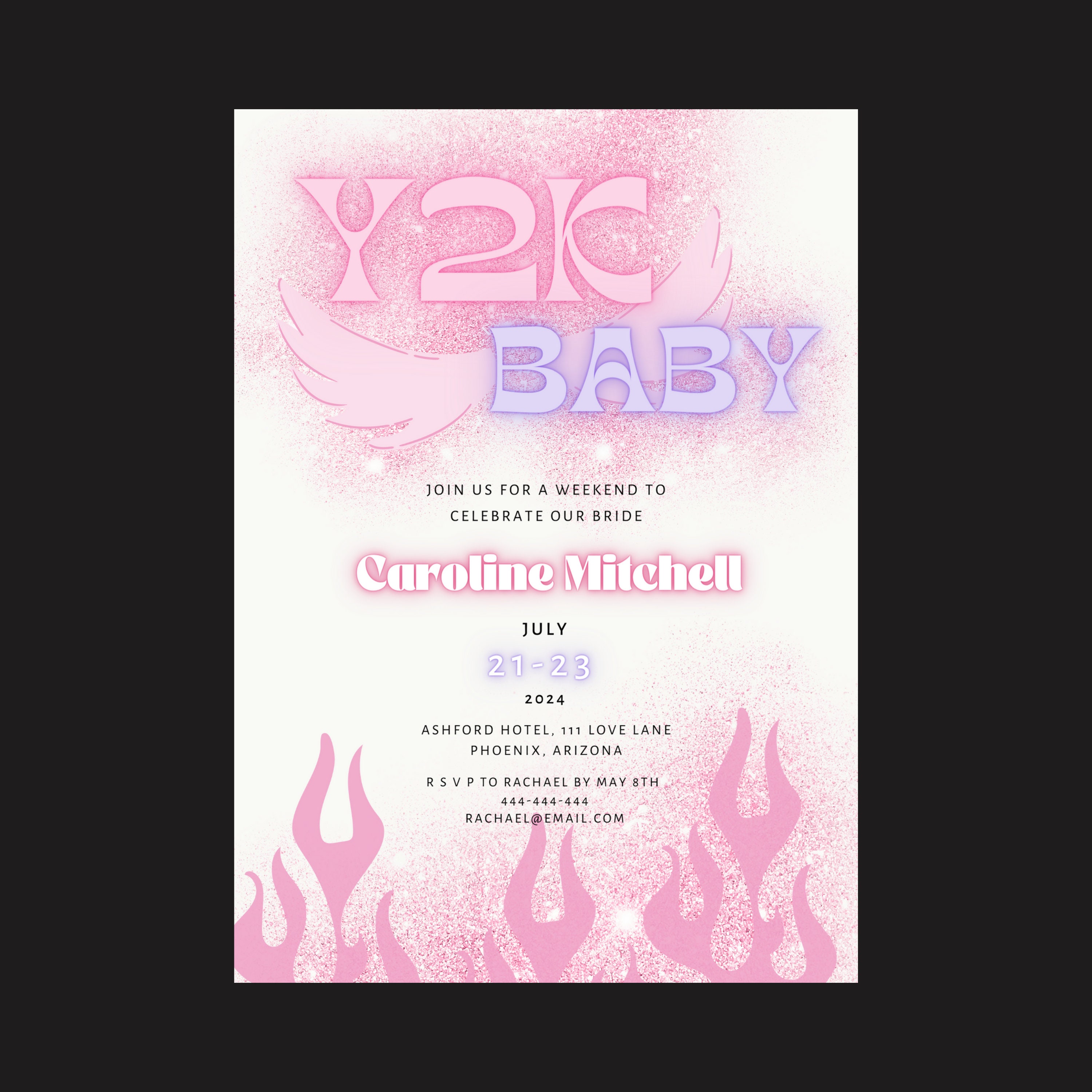 Y2K Baby Bachelorette Party Invite, Y2K 2000s Bachelorette Invitation ...