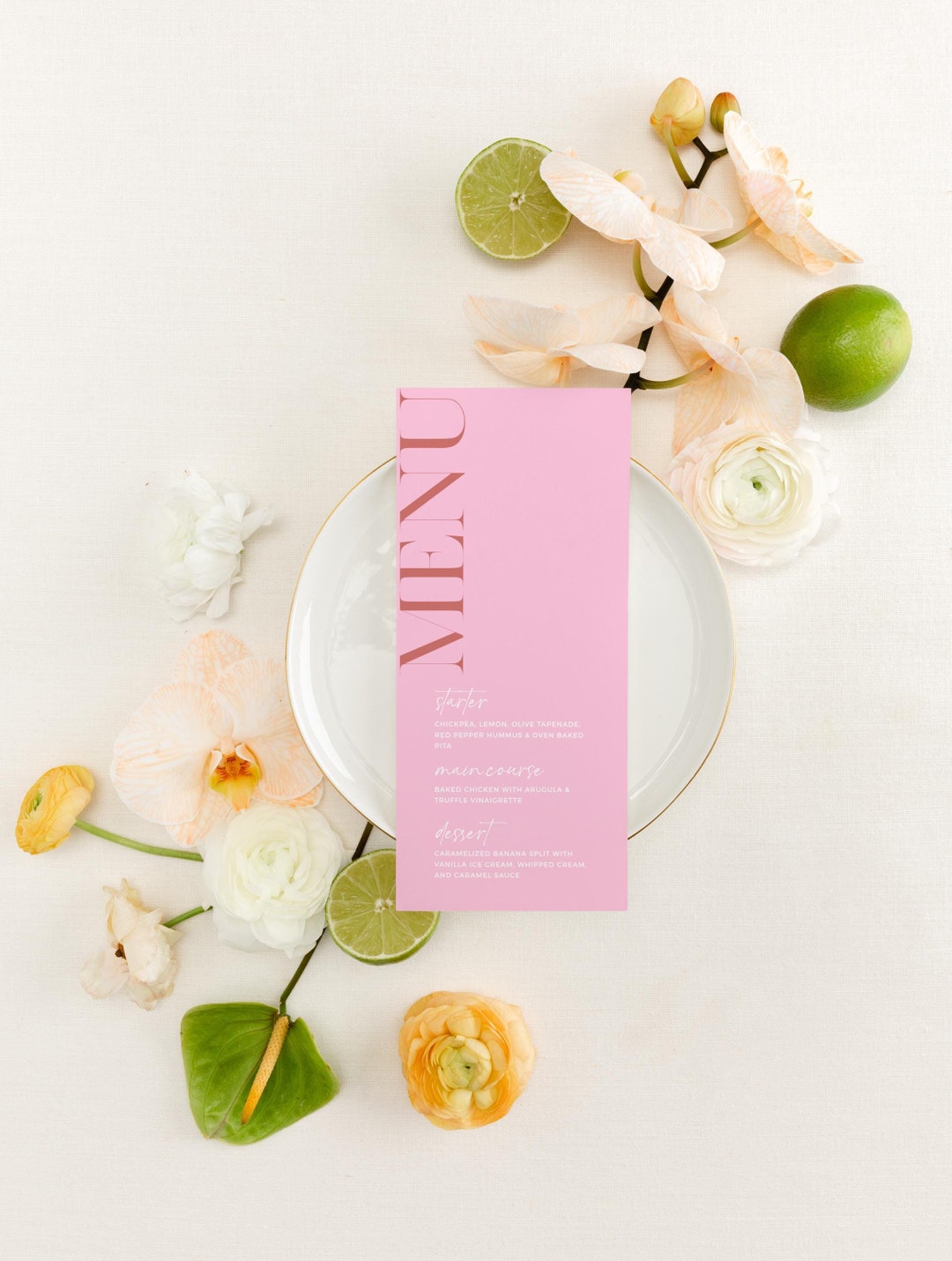 Editable Pink Modern Menu Template | Pink White Blush Striped Double ...