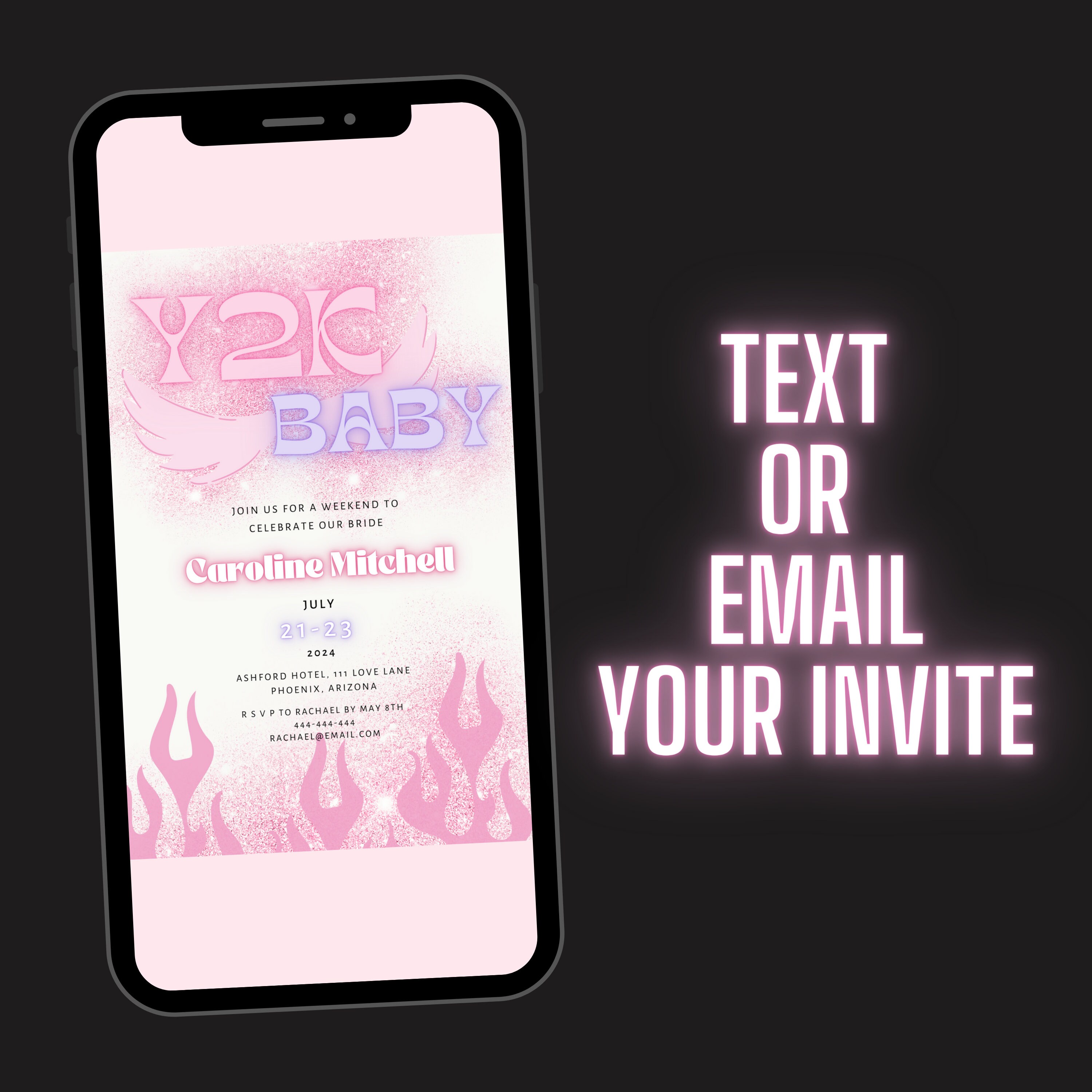 Y2K Baby Bachelorette Party Invite, Y2K 2000s Bachelorette Invitation ...