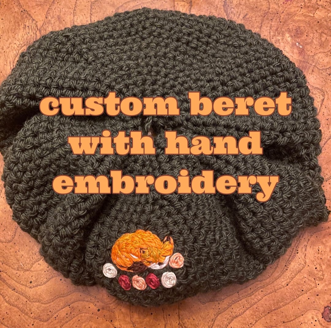 Custom Beret With Hand Embroidery - Hand Embroidery Art - Hand ...