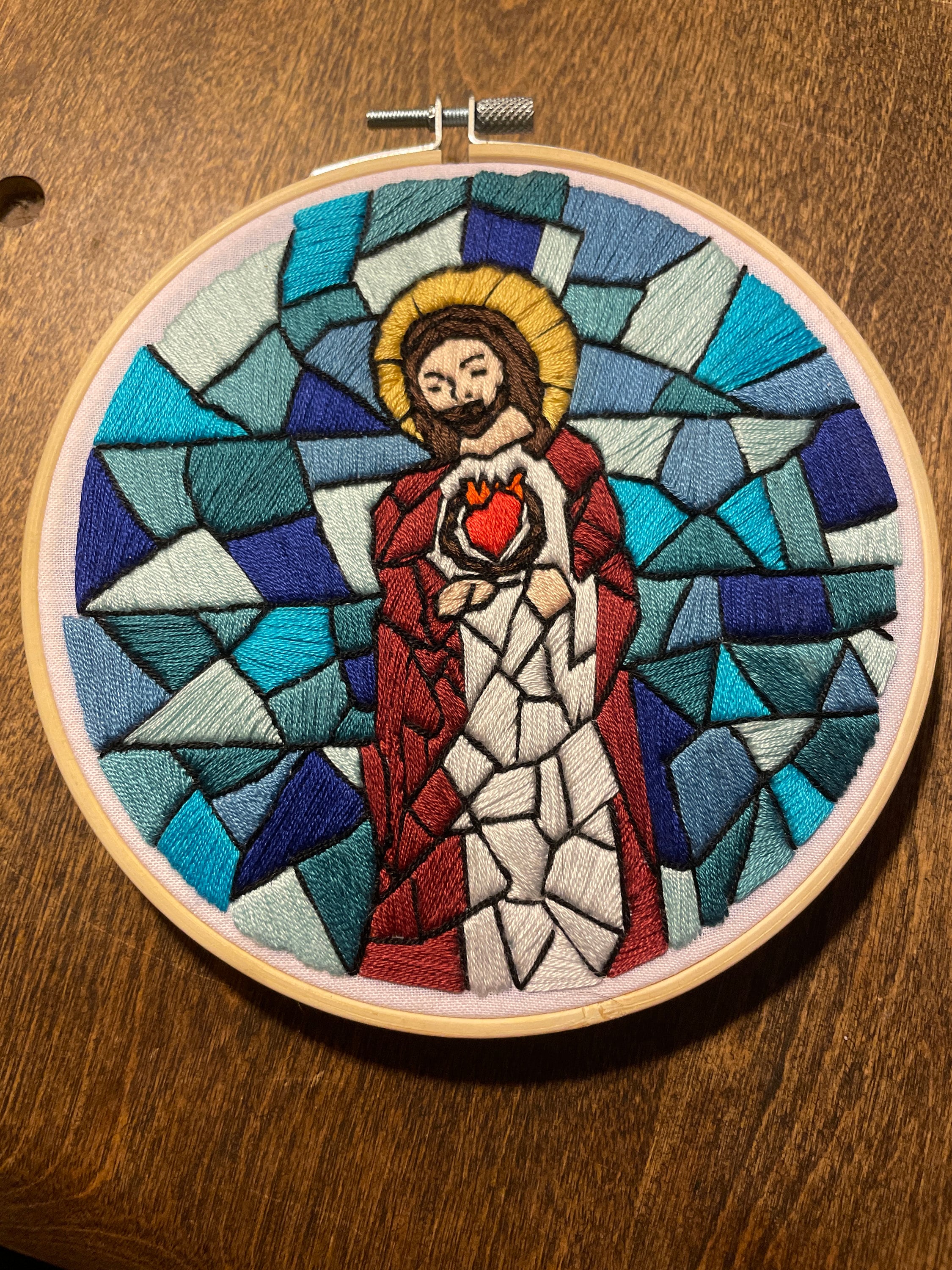 Sacred Heart of Jesus Embroidery Portrait Catholic Art Jesus Art ...