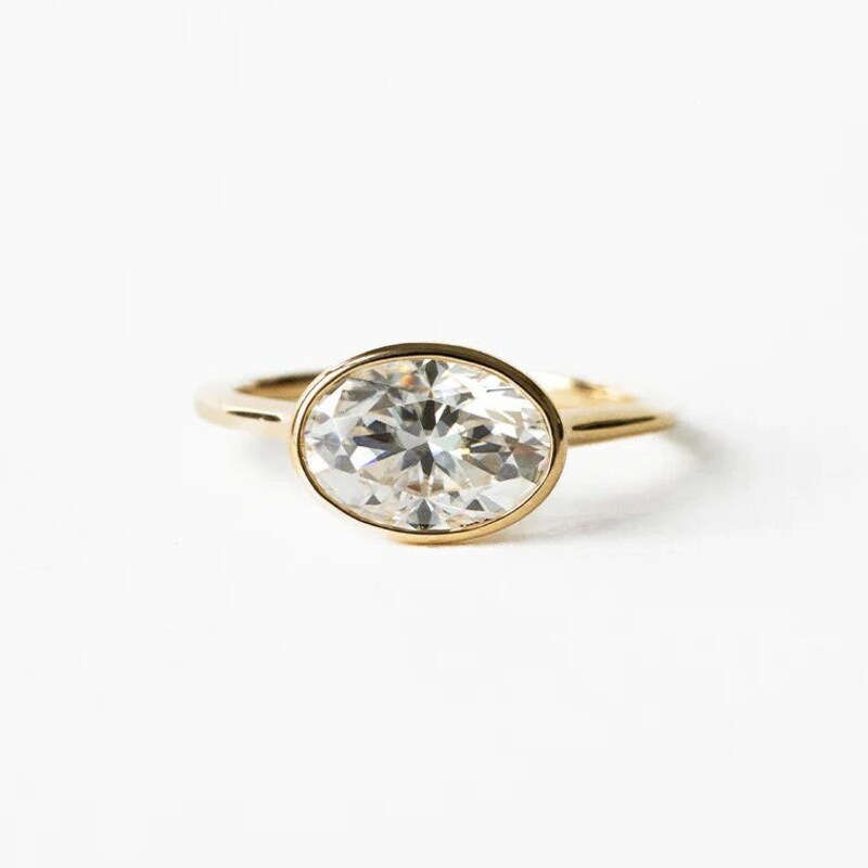 Bezel Diamond Ring - Etsy