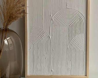 White Wall Art Textured Plaster Painting Abstract Sculptural Painting ...