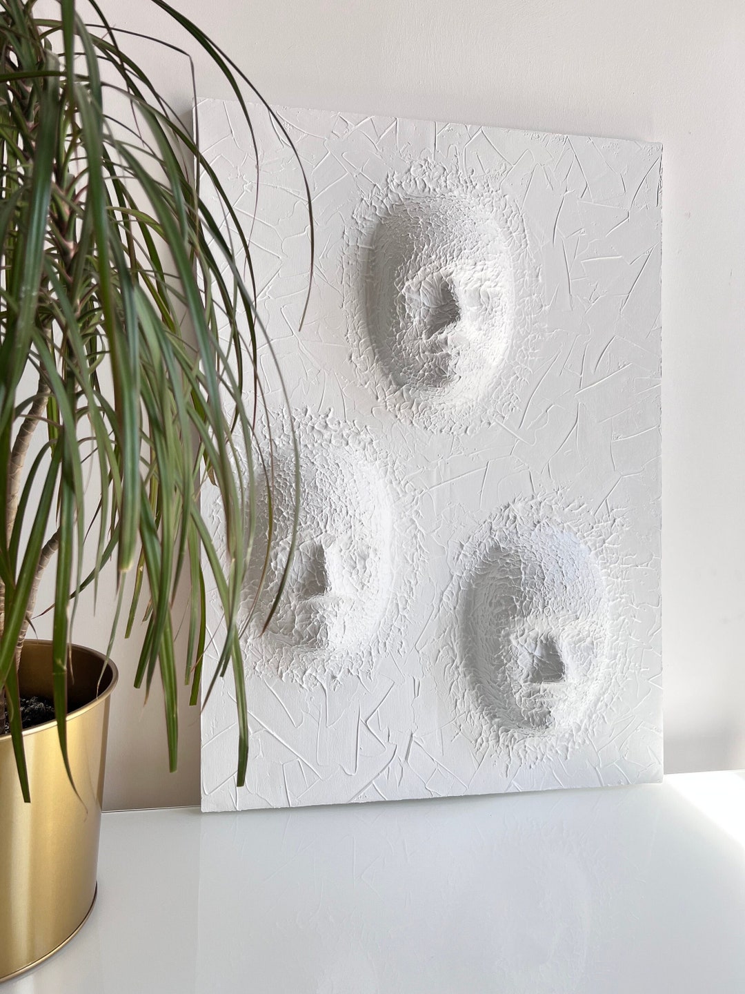 3D Faces Sculpture Plaster Art, Textured Faces Wall Art, Unique ...